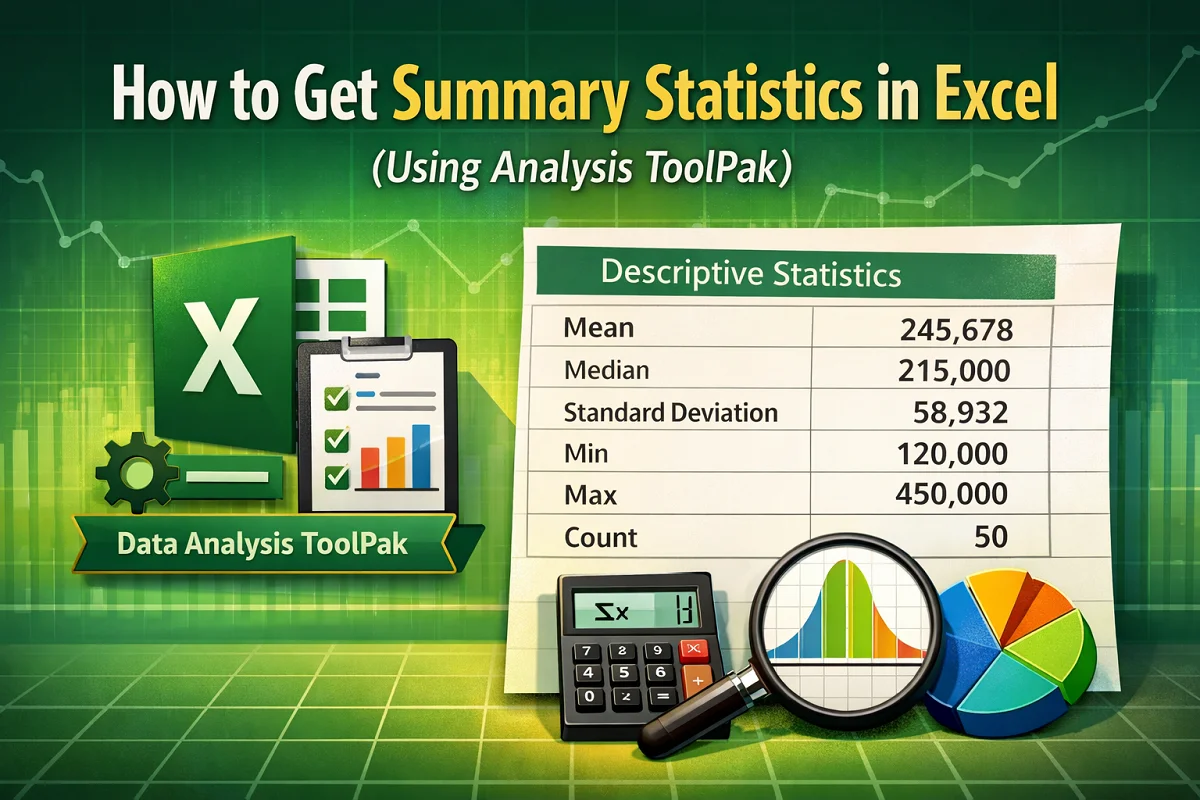How to Get Summary Statistics in Excel (Using Analysis ToolPak) - Excel ...