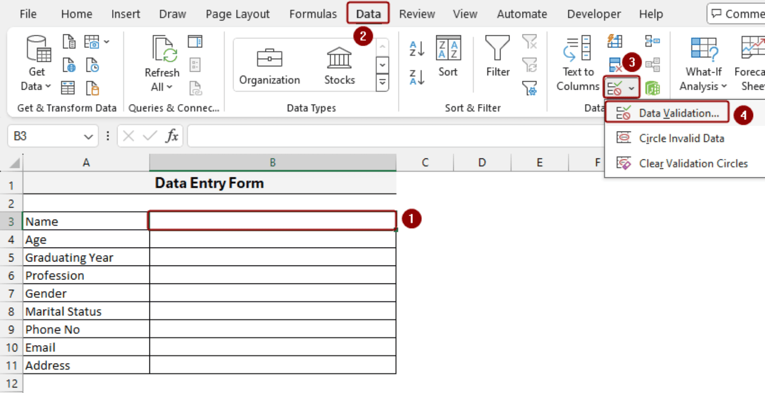 How to Create Data Entry Form with Drop Down List in Excel - Excel Insider
