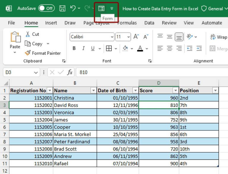 How to Create Data Entry Form in Excel (Step-by-Step Guide) - Excel Insider