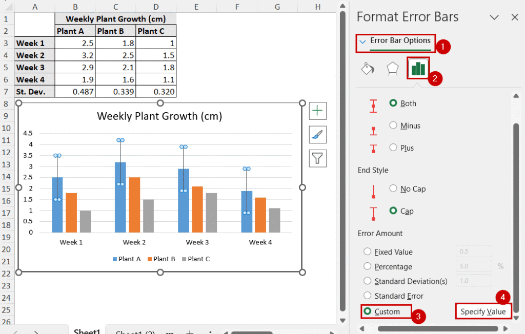 How to Add Individual Error Bars in Excel (Step-by-Step Guide) - Excel ... How to Add Individual Error Bars in Excel (Step-by-Step Guide) - Excel ...