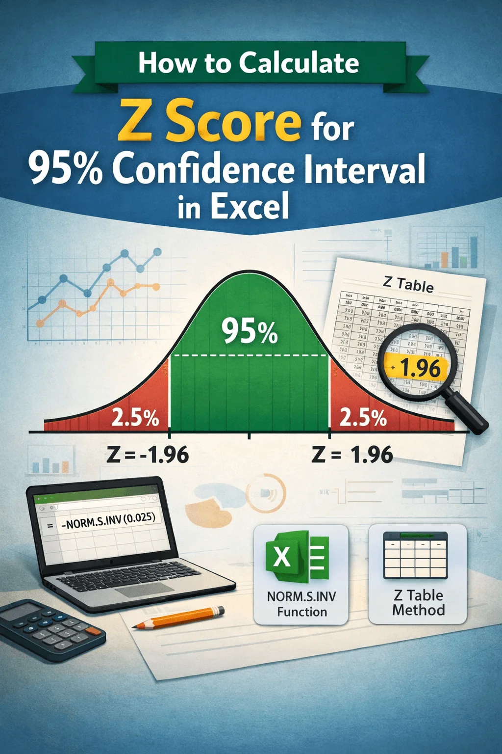 How to Calculate Z Score for 95% Confidence Interval in Excel - Excel ...