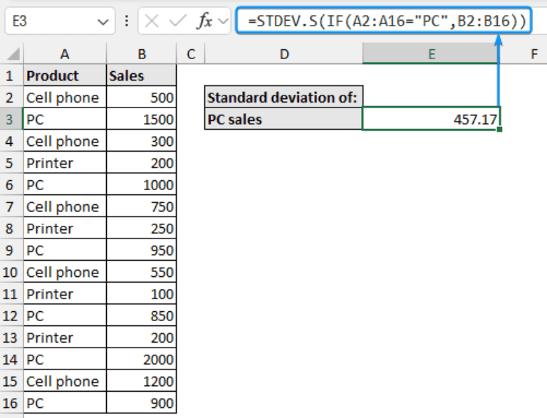 How to Calculate Standard Deviation with IF Condition in Excel - Excel ...