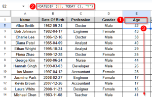 How to Calculate Age from Date Of Birth in Google Sheets - Excel Insider