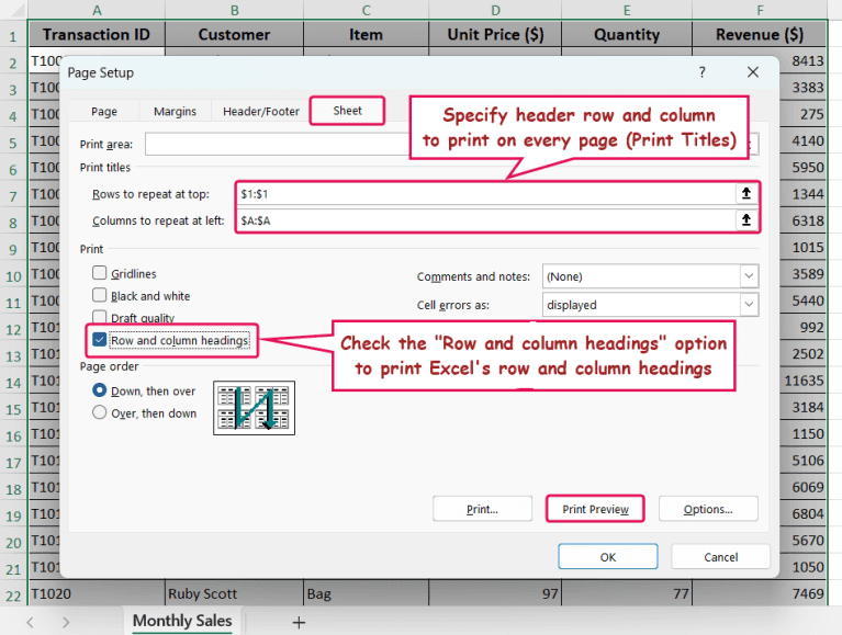 How to Print Excel Sheet with Rows and Columns: 2 Simple Ways! - Excel ...