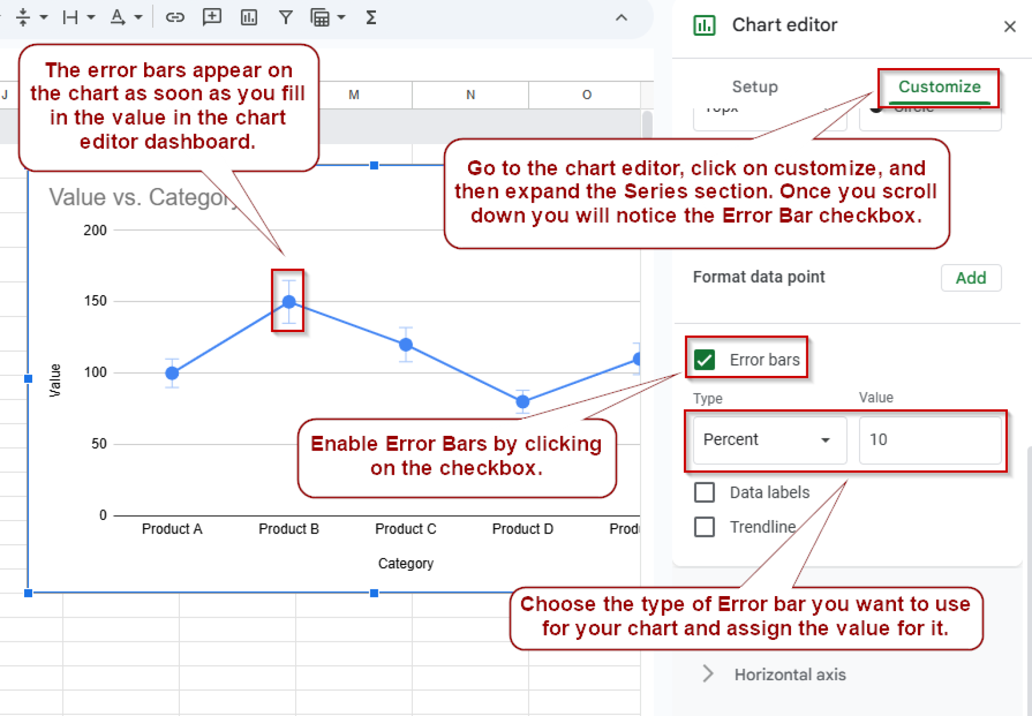 How to Add Error Bars to Charts in Google Sheets - Excel Insider