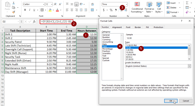 How to Calculate Hours Between Two Times after Midnight in Excel ...