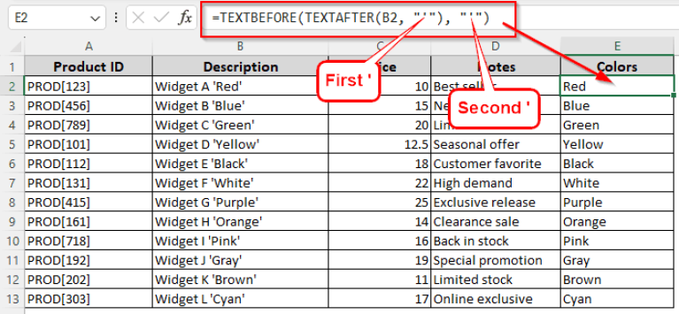 How to Extract Text Between Two Characters in Excel - Excel Insider