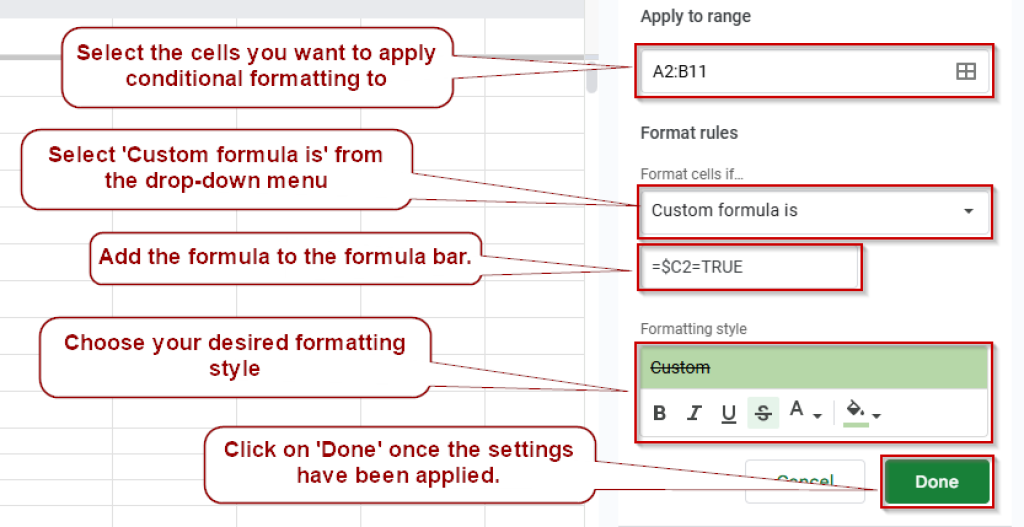 How to Apply Conditional Formatting to Checkbox in Google Sheets ...