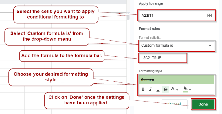 How to Apply Conditional Formatting to Checkbox in Google Sheets ...