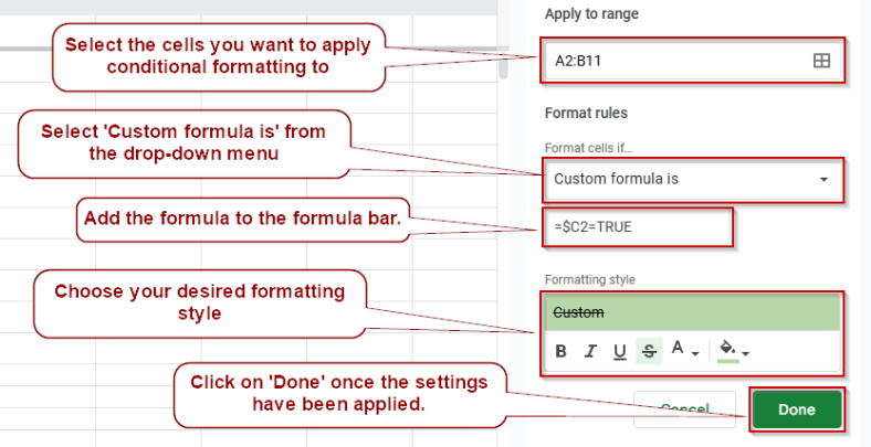 How to Apply Conditional Formatting to Checkbox in Google Sheets - Excel Insider