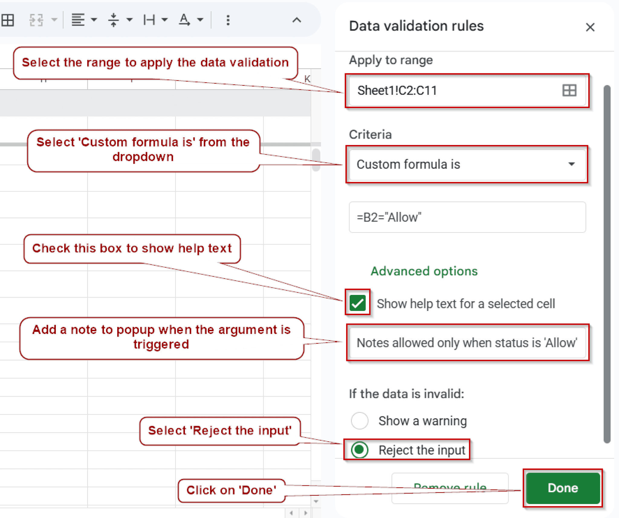 How to Use Data Validation Based on Another Cell in Google Sheets ...