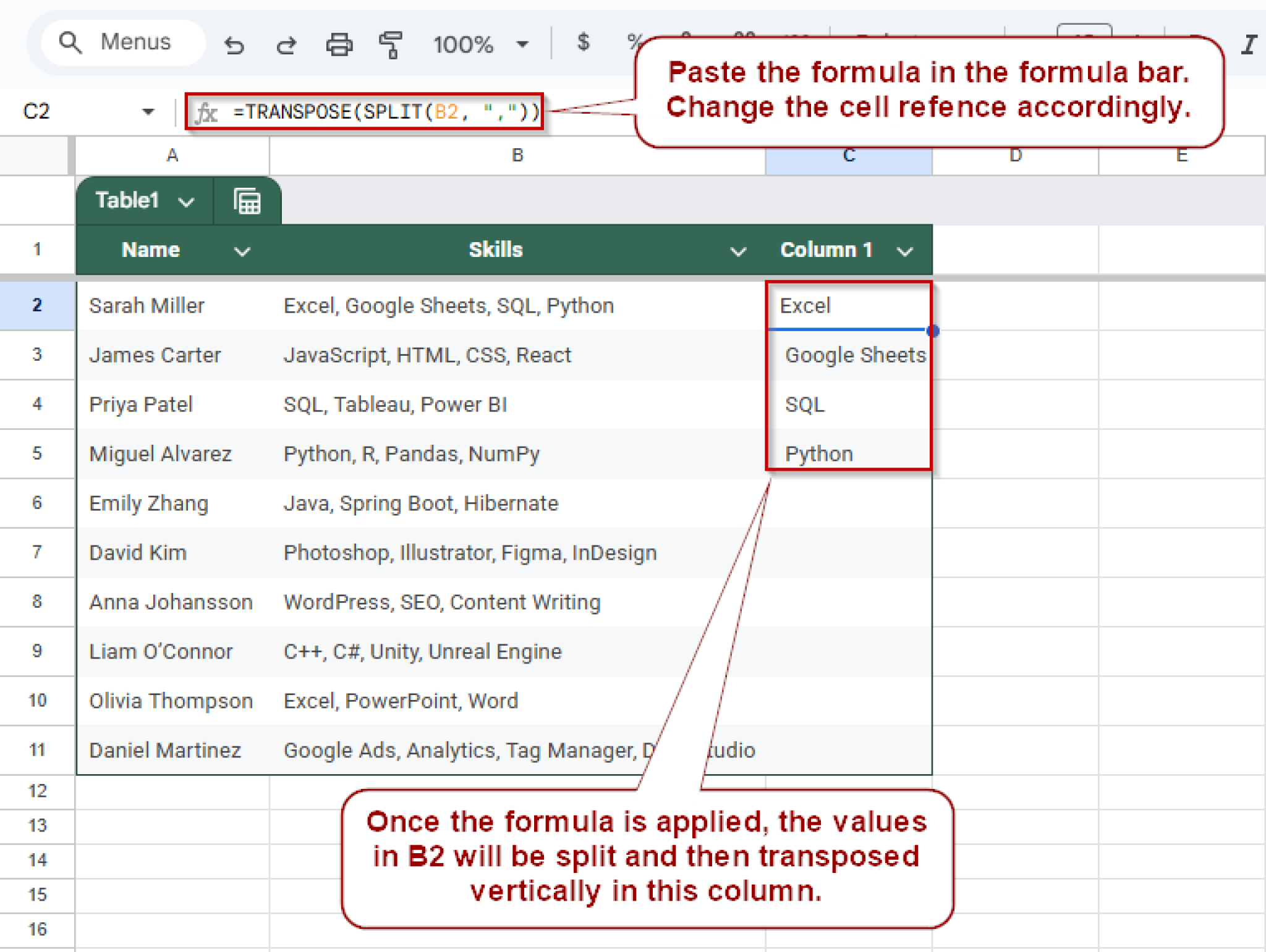 How to Split a Cell Vertically in Google Sheets (2 Simple Ways) - Excel Insider