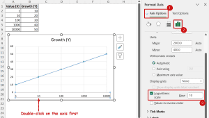 Change Axis to Logarithmic Scale in Excel (Horizontal and Vertical)