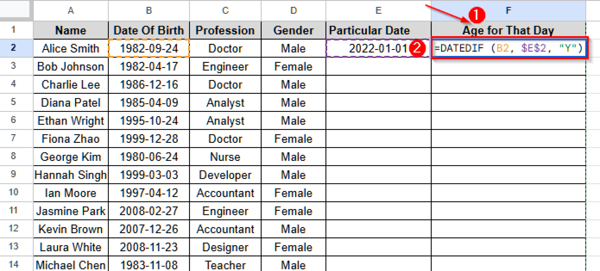 How to Calculate Age from Date Of Birth in Google Sheets - Excel Insider