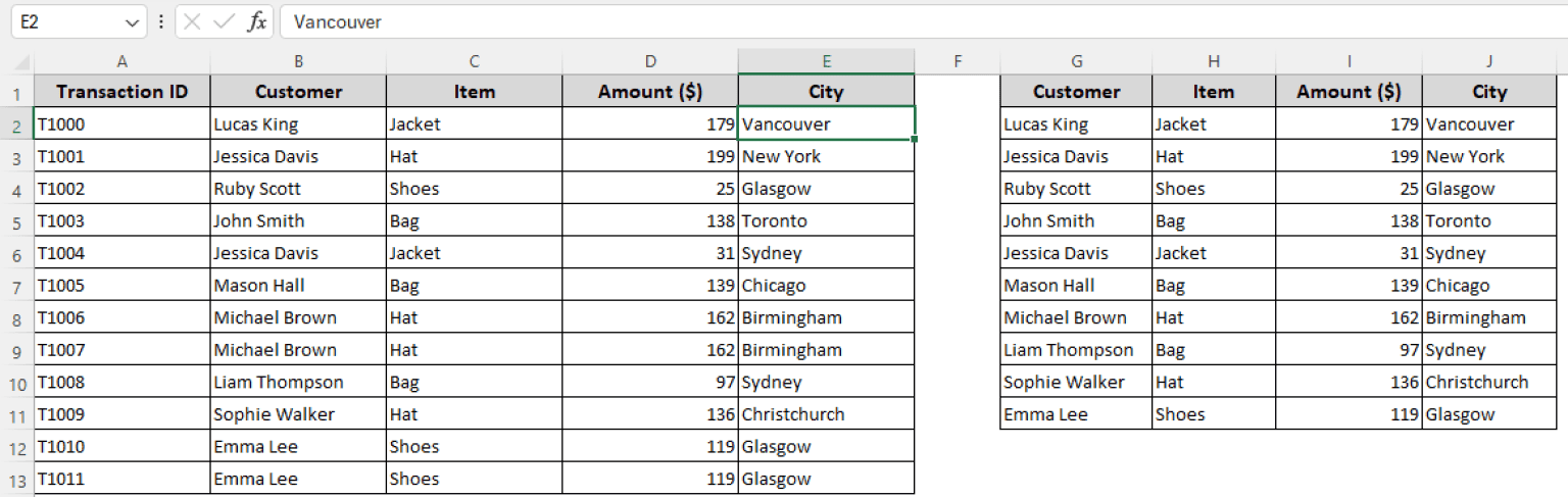 How To Remove Rows Containing Identical Transactions In Excel Excel Insider