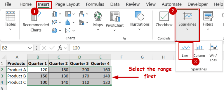 How To Insert Trendline In Excel Cell With Sparklines Excel Insider