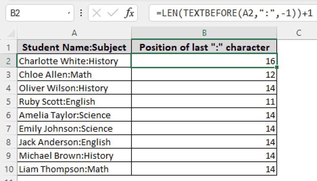 How To Find The Last Occurrence Of A Character In A String In Excel