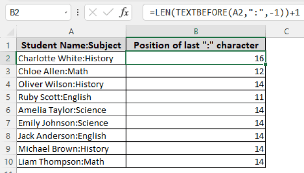 How to Find the Last Occurrence of a Character in a String in Excel ...