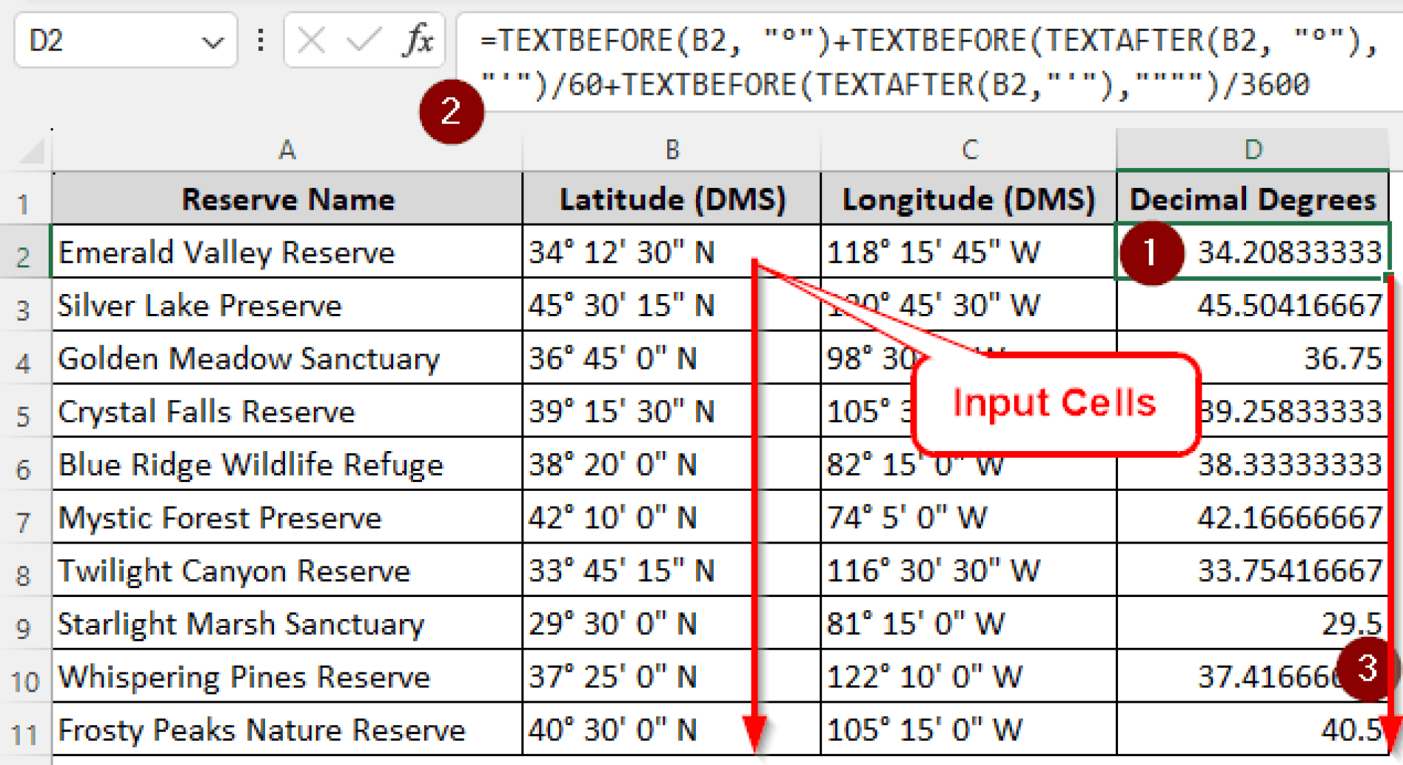Convert Degrees Minutes Seconds To Decimal Degrees In Excel Excel Insider