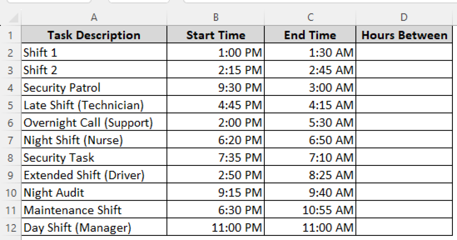 How to Calculate Hours Between Two Times after Midnight in Excel ...