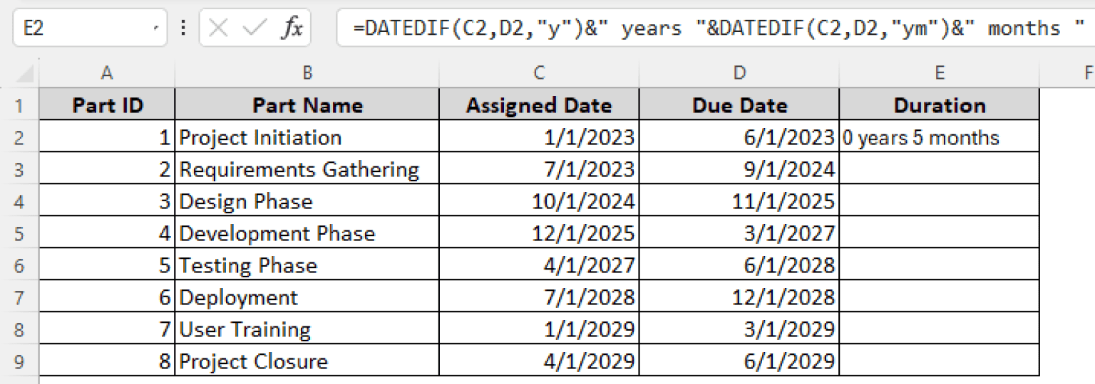 How to Calculate Years and Months Between Two Dates in Excel - Excel ...
