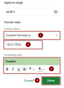 How to Apply Conditional Formatting to Checkbox in Google Sheets ...