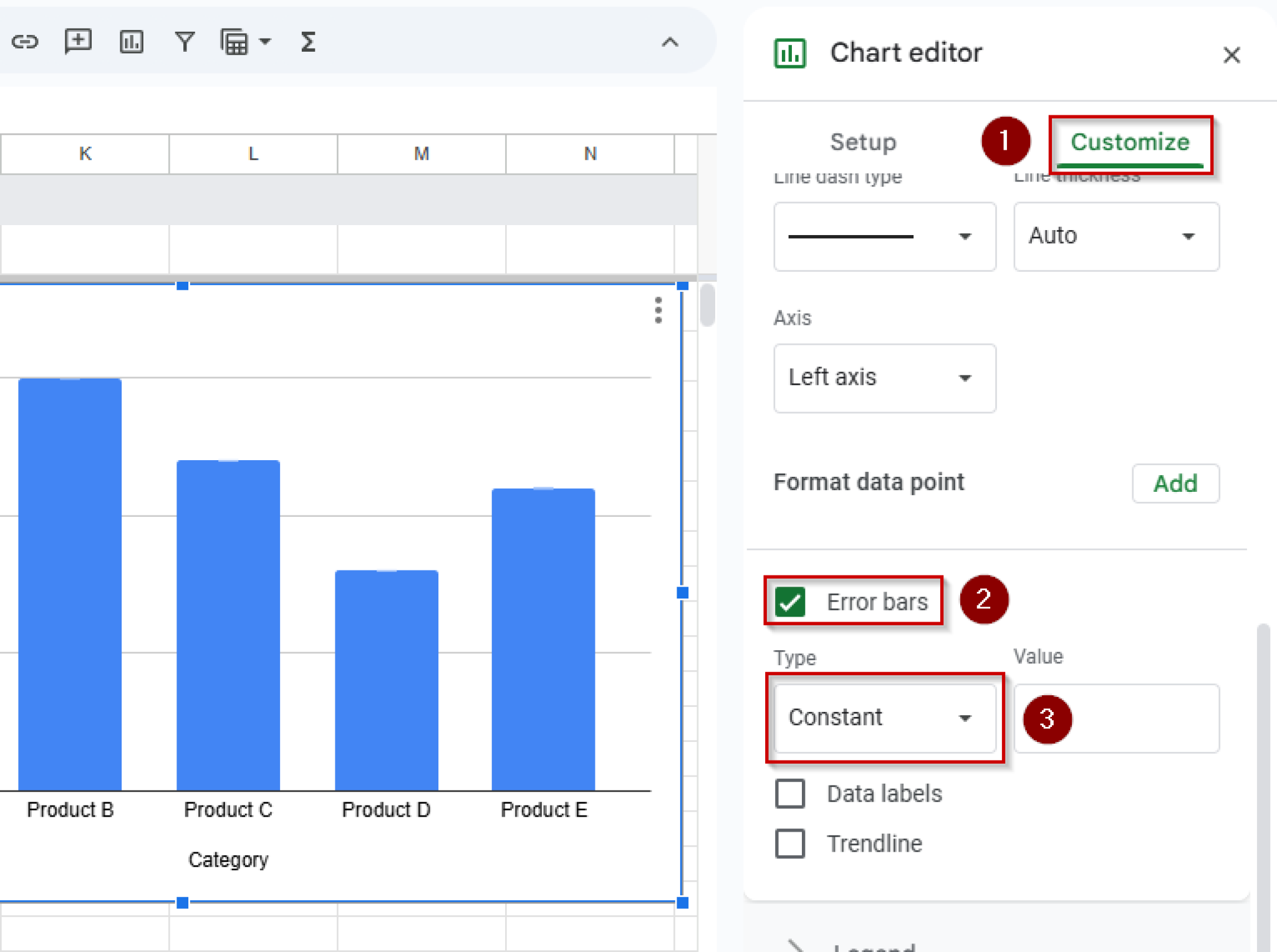 How to Add Error Bars to Charts in Google Sheets - Excel Insider