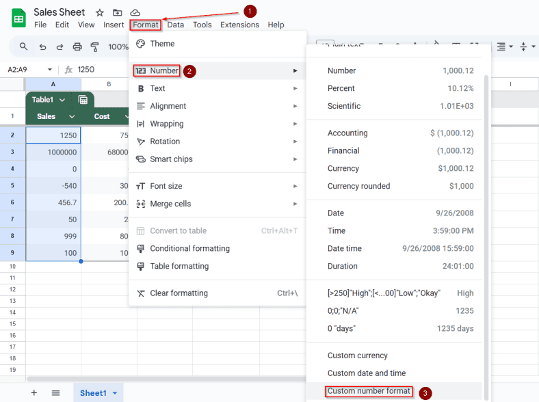 How to Use Custom Number Formats in Google Sheets - Excel Insider