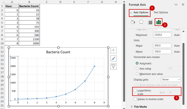 Change Axis to Logarithmic Scale in Excel (Horizontal and Vertical)