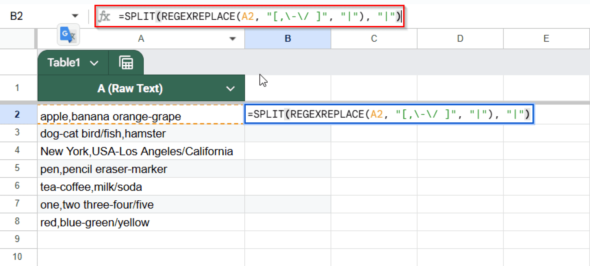 How to Split Text by Multiple Delimiters in Google Sheets - Excel Insider