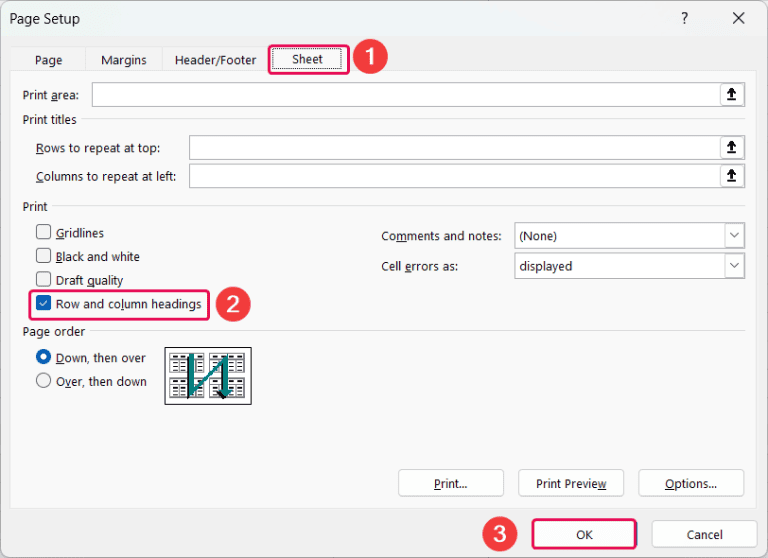How to Print Excel Sheet with Rows and Columns: 2 Simple Ways! - Excel Insider