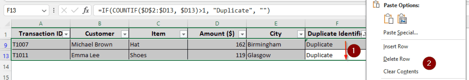 How to Remove Rows Containing Identical Transactions in Excel - Excel ...