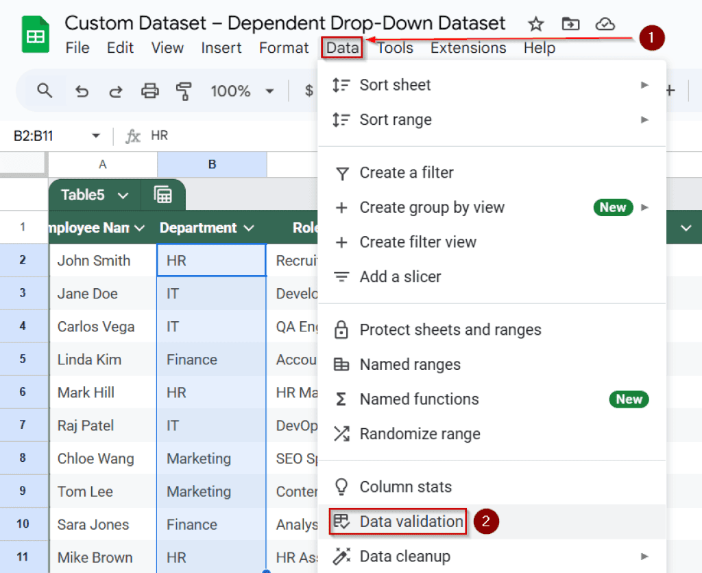 How to Create a Dependent Drop-Down List in Google Sheets - Excel Insider