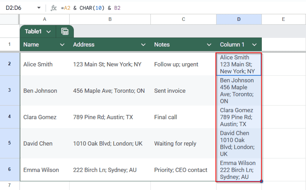 How to Go to the Next Line in Google Sheets in the Same Cell - Excel ...