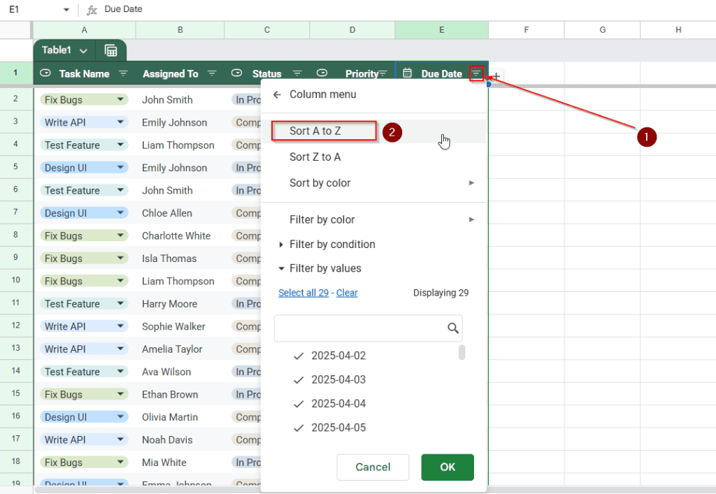 How to Sort by Date in Google Sheets (4 Easy Methods) - Excel Insider