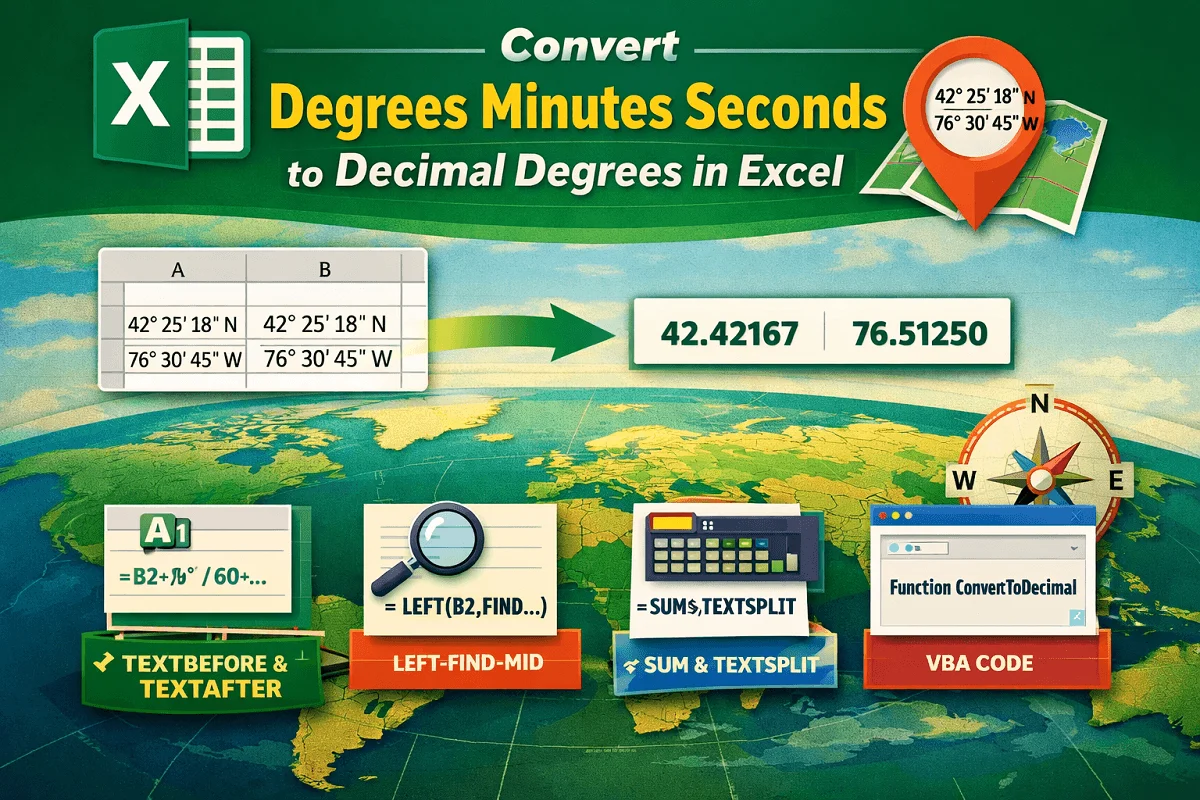 Convert Degrees Minutes Seconds to Decimal Degrees in Excel - Excel Insider