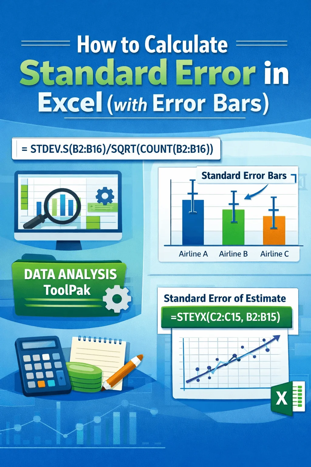 How to Calculate Standard Error in Excel (with Error Bars) - Excel Insider