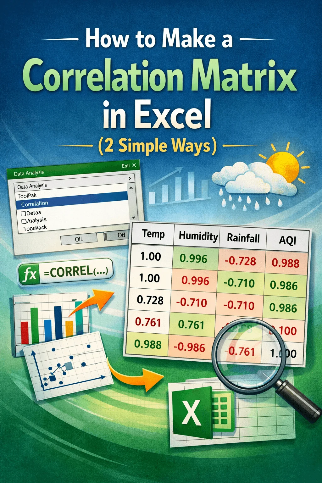 How to Make a Correlation Matrix in Excel (2 Simple Ways) - Excel Insider