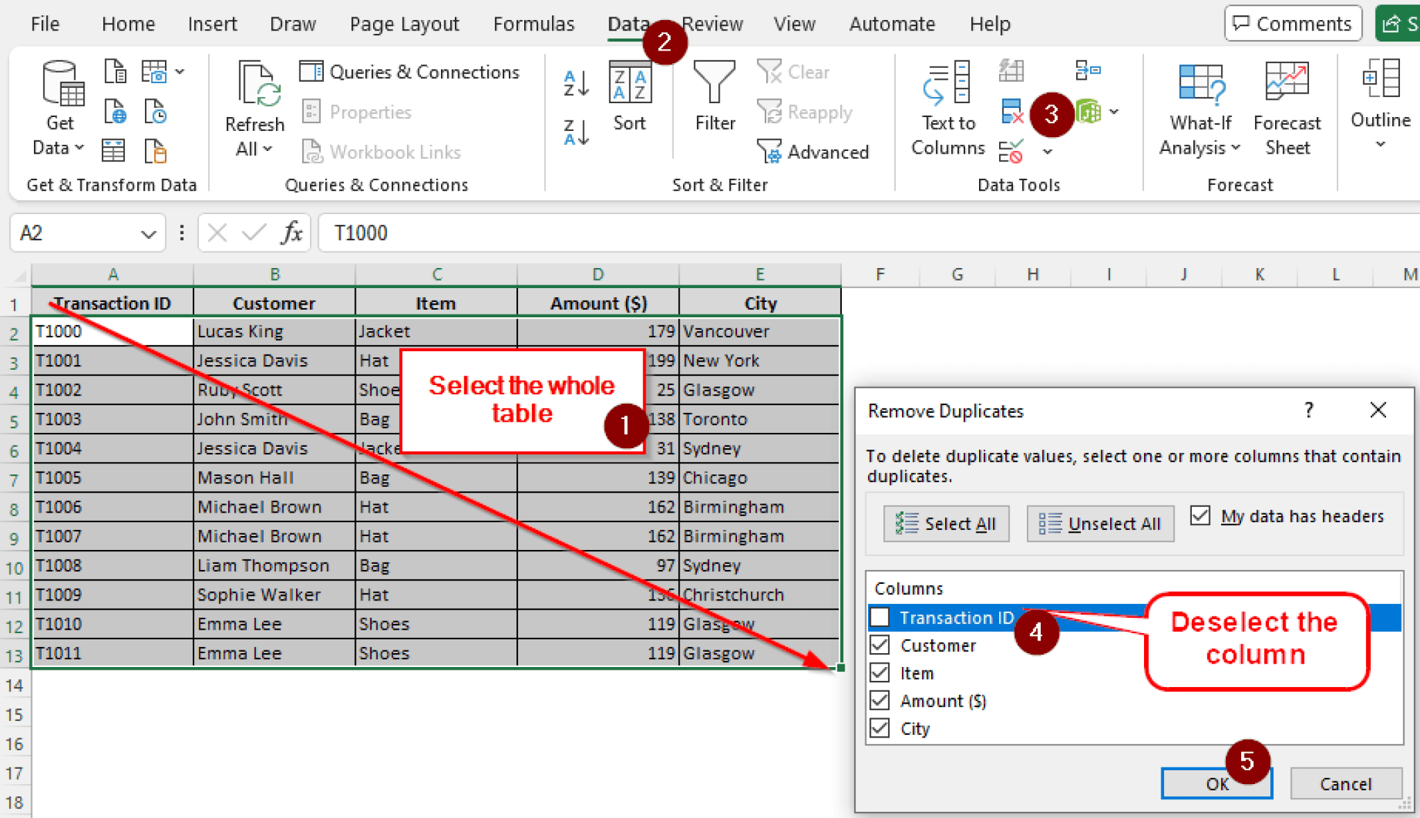 How to Remove Rows Containing Identical Transactions in Excel - Excel Insider