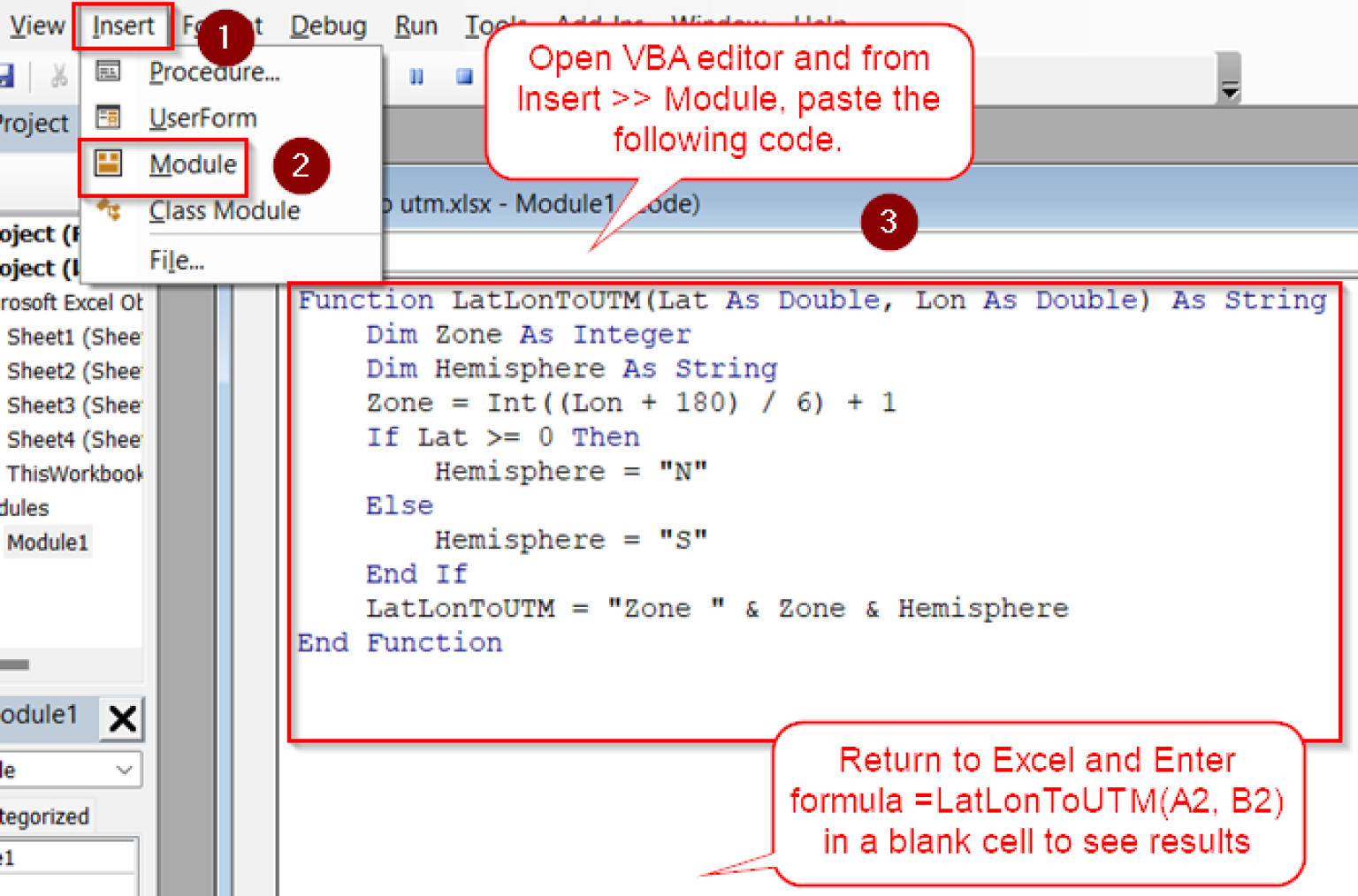 How to Convert Lat Long to UTM in Excel (2 Suitable Ways) - Excel Insider
