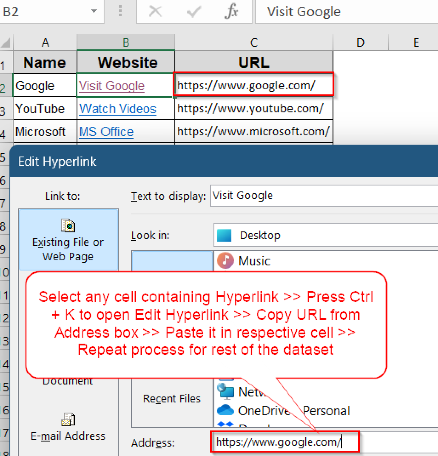 How to Extract URL from Hyperlink in Excel (3 Simple Ways) - Excel Insider
