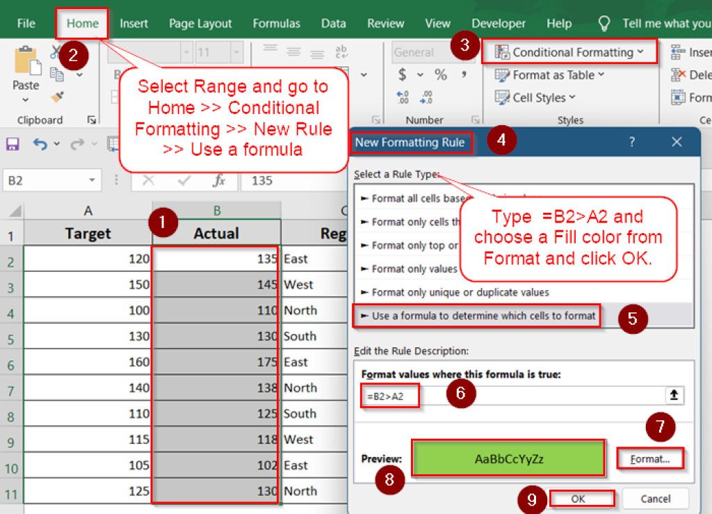 Highlight a Cell in Excel if Value Is Greater Than Another Cell - Excel Insider