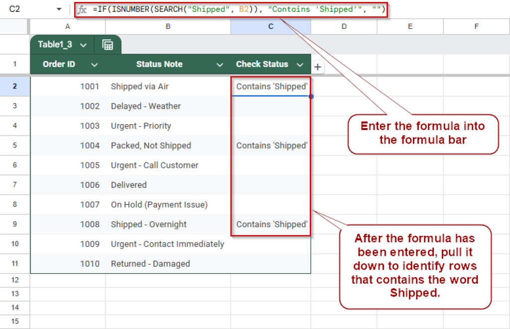 How to Check If a Cell Contains Partial Text in Google Sheets - Excel Insider