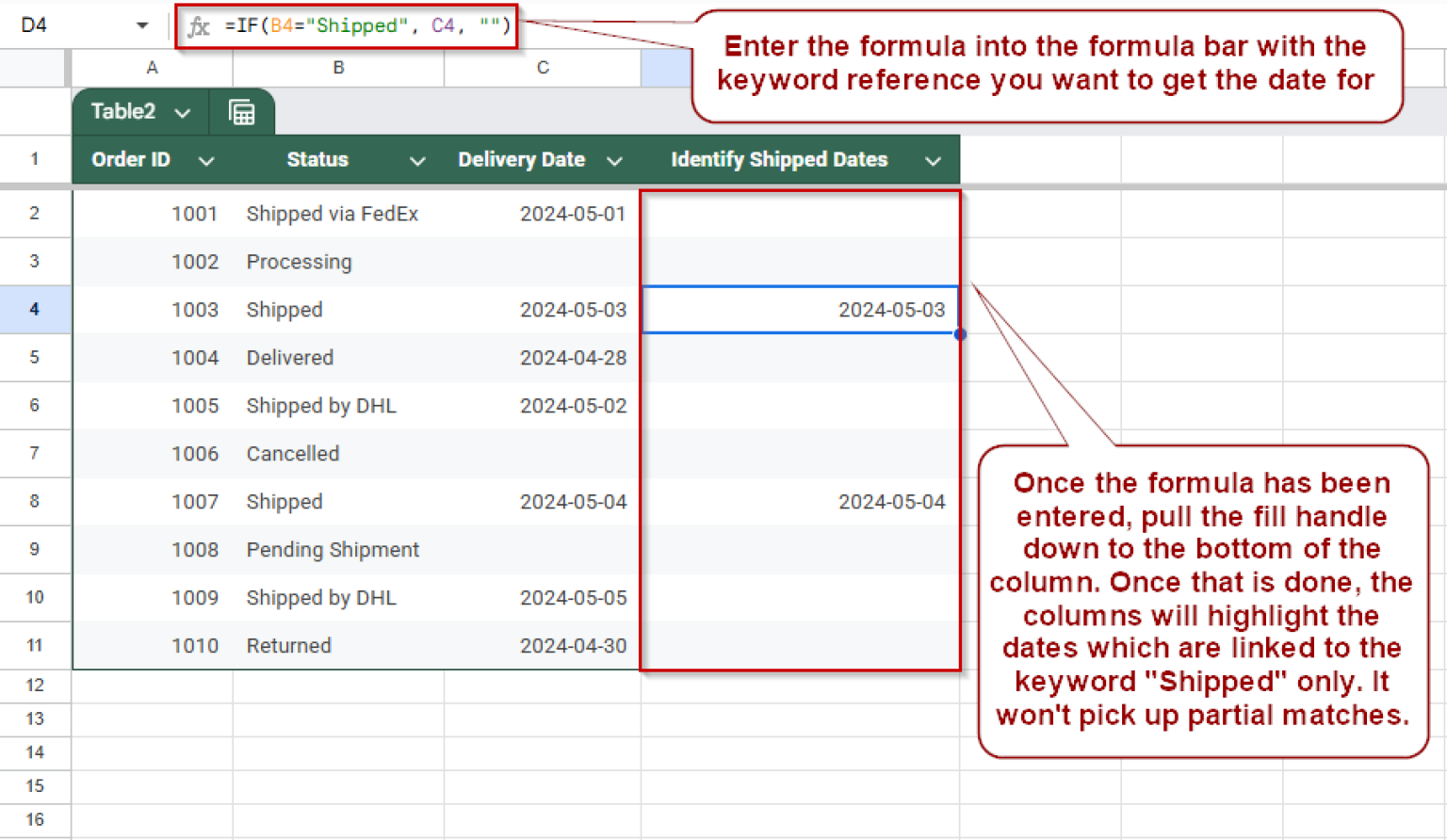 Return Value in Another Cell If Cell Contains Text in Google Sheets ...