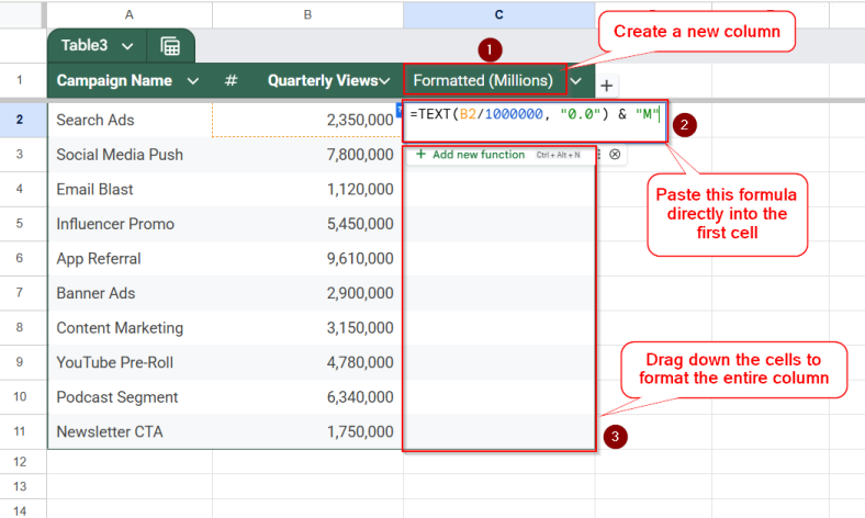 How to Format Numbers as Millions in Google Sheets - Excel Insider