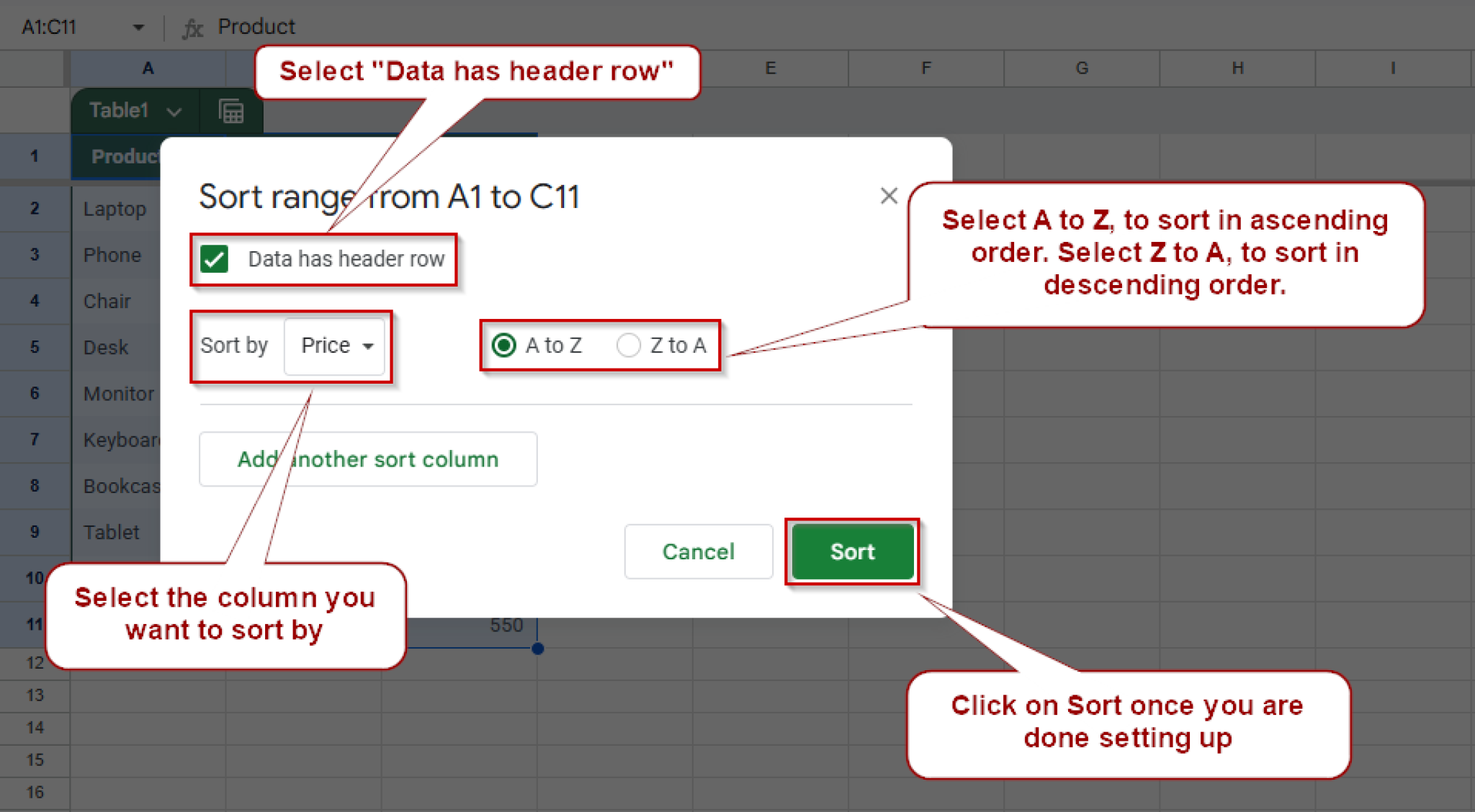 How to Sort Rows by Column Value in Google Sheets (3 Ways) - Excel Insider