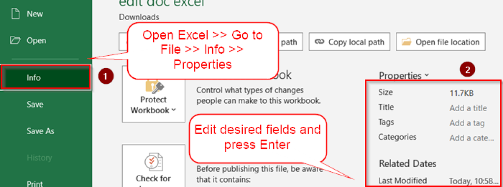 How To Edit Document Properties In Excel 4 Easy Ways Excel Insider
