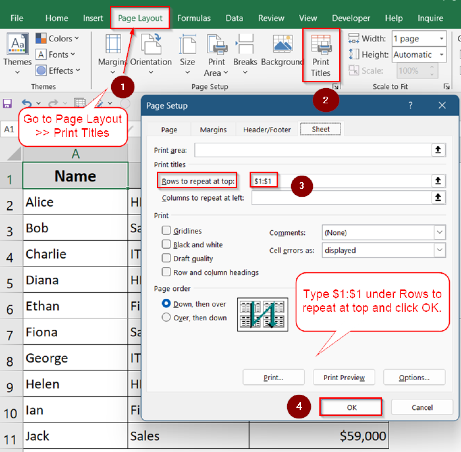 How to Keep Header in Excel When Printing (2 Quick Methods) - Excel Insider