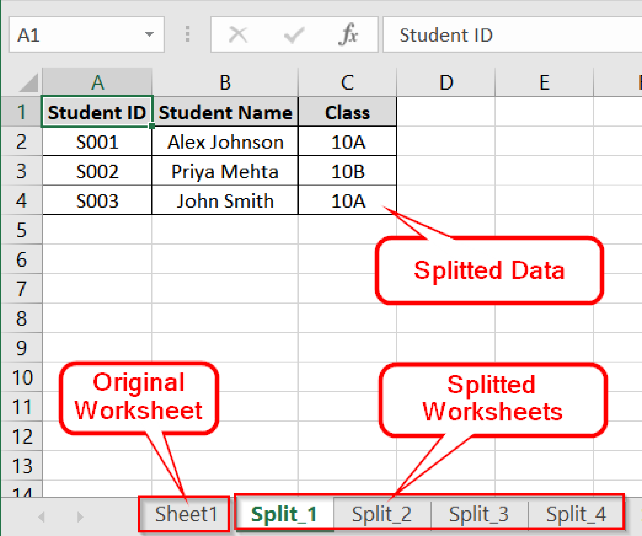 How To Split Excel Sheet into Multiple Sheets Based on Rows - Excel Insider