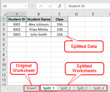 How To Split Excel Sheet into Multiple Sheets Based on Rows - Excel Insider